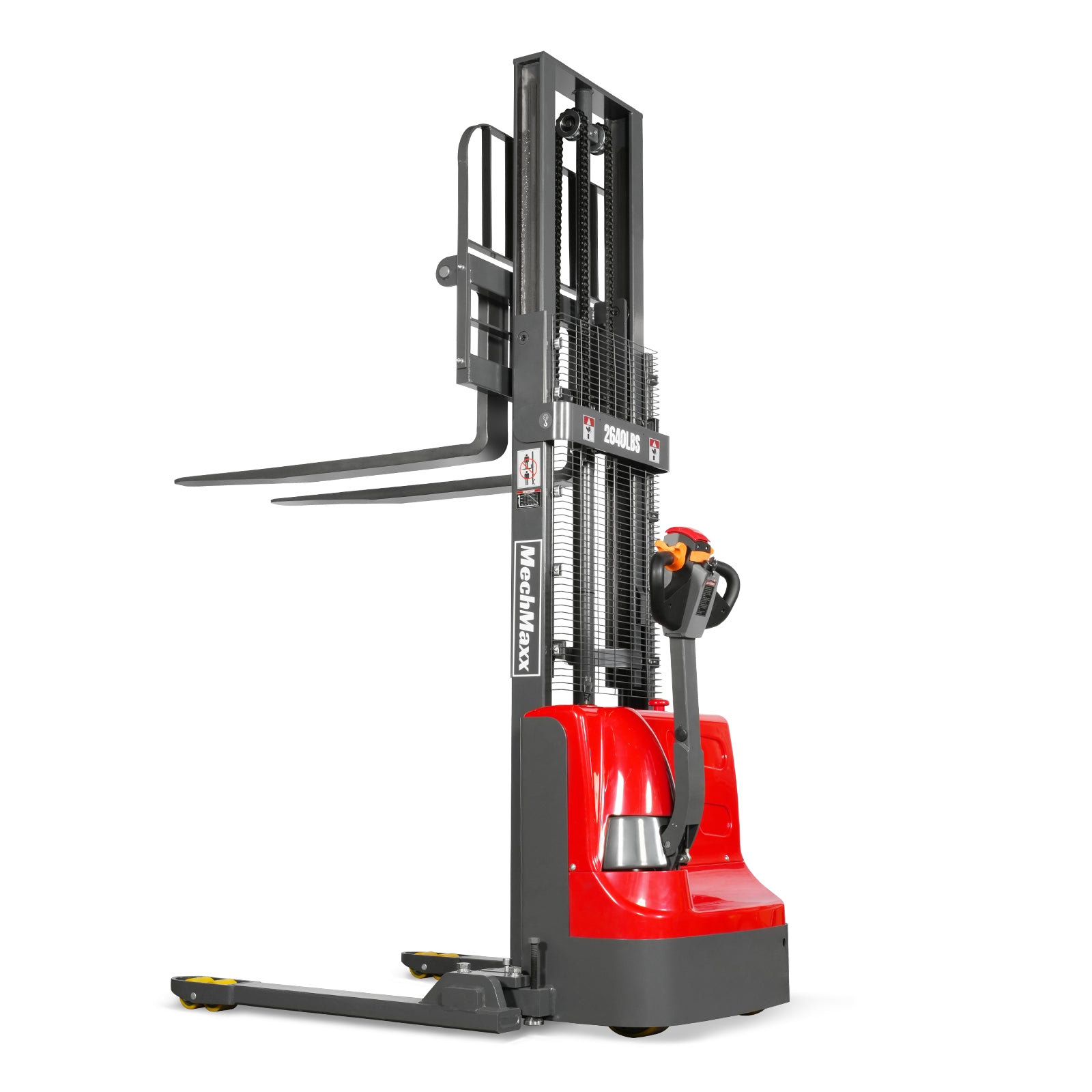2640lbs Lithium-ion Electric Straddle Stacker, 98" Lift, Adjustable Le