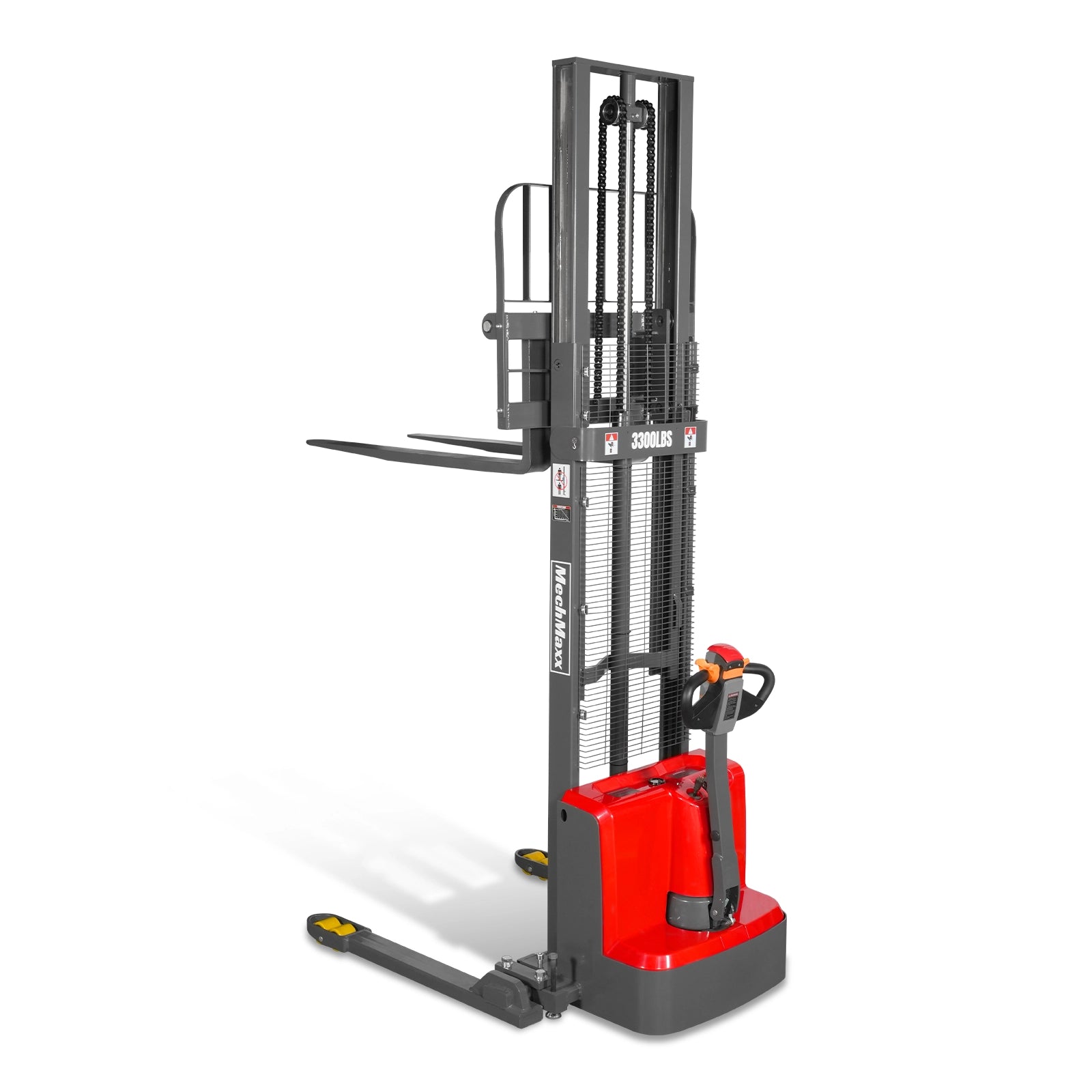 3300lbs Electric Straddle Stacker, 118" Lift, Adjustable Legs & Forks,