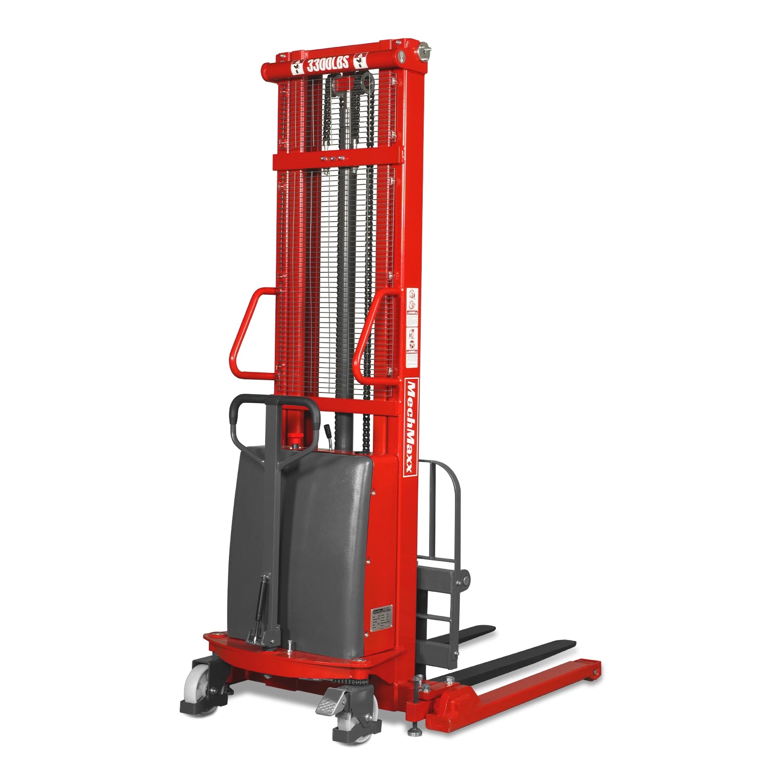 3300lbs Semi-Electric Straddle Stacker, 138" Lift, Adjustable Legs & F