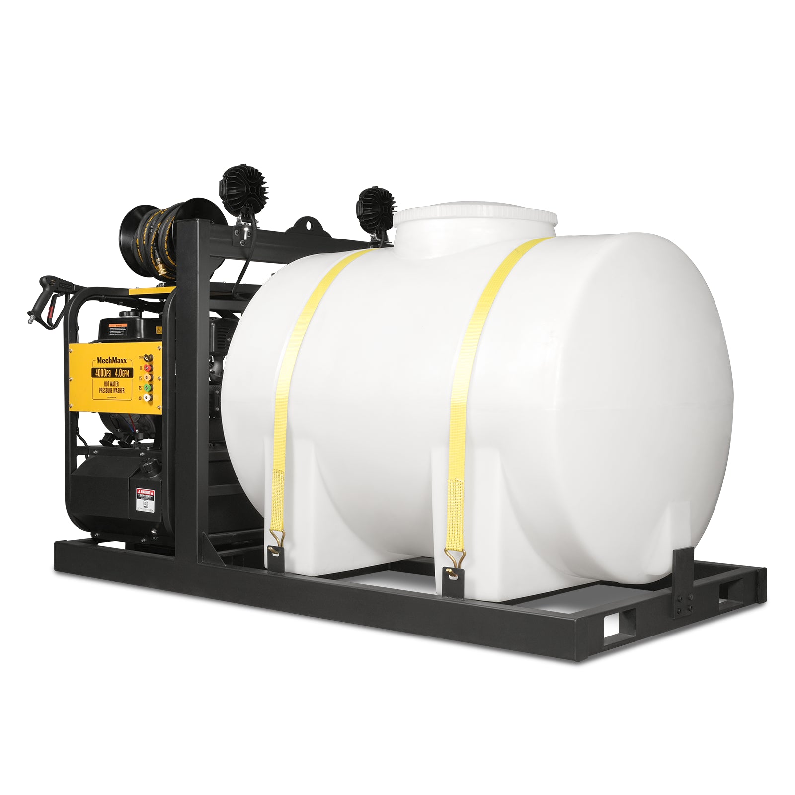 4000 PSI 4 GPM 15 HP E-Start Gas Engine Hot Water Pressure Washer Skid