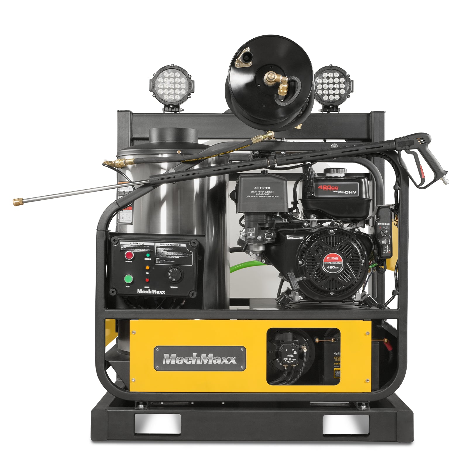 4000 PSI 4 GPM 15 HP E-Start Gas Engine Hot Water Pressure Washer Skid