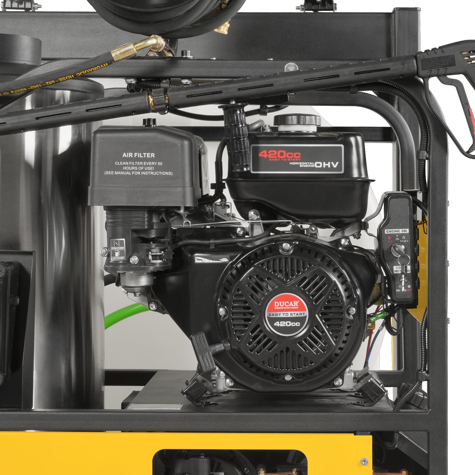 4000 PSI 4 GPM 15 HP E-Start Gas Engine Hot Water Pressure Washer Skid