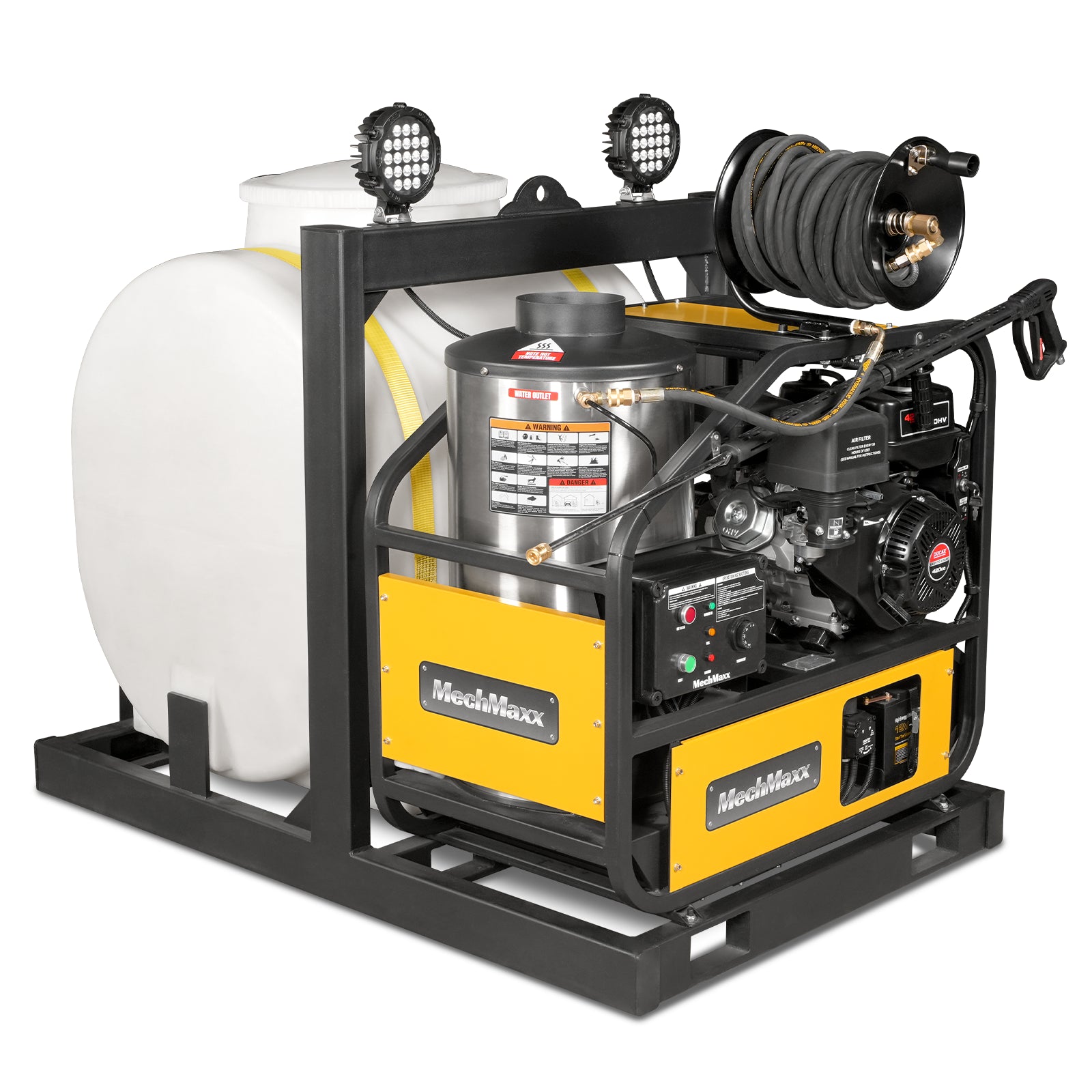 4000 PSI 4 GPM 15 HP E-Start Gas Engine Hot Water Pressure Washer Skid